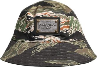 Dolce & Gabbana Homme, Accessoires, Multicolore, Taille: ONE Size DG Plaque Wide Brim Bucket Hat