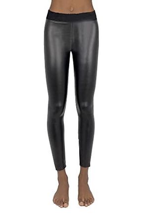 JOPHY & CO. Legging chaud pour femme en simili cuir bi&eacute;lastique Skinny Plush (code 9828), noir, S