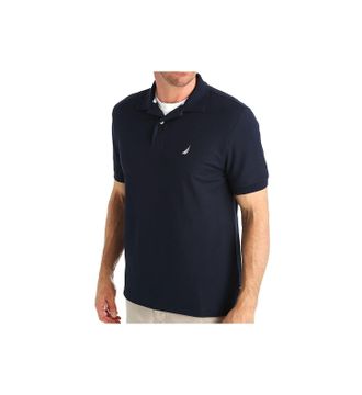 Nautica Klassisches Herren-Poloshirt, kurzärmelig, solide Performance Deck, Marineblau, L