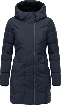 Ragwear Damen kurzer wasserdichter Wintermantel warmer Steppmantel mit Kapuze und kuscheligem Fleece Innenfutter Pevilla YOUMODO Navy Gr. XL