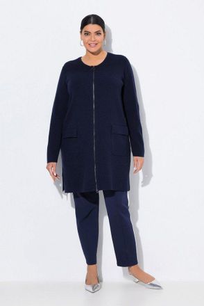 Ulla Popken Strickjacke Strickjacke Feinripp Rundhals 2-Wege-Zipper