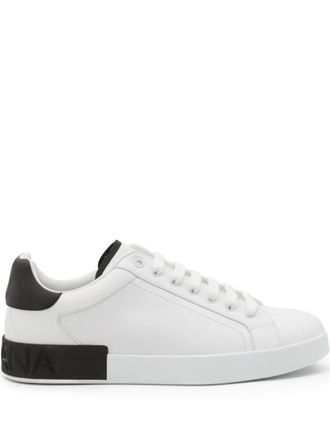 Dolce & Gabbana Low-Top Sneaker - Portofino Sneakers With Contrasting Black Details - Gr. 40 (EU) - in Wei&szlig; - f&uuml;r Damen