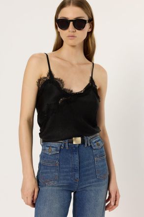 Gerard Darel Top &agrave; fines bretelles et dentelle - ALISON - Noir
