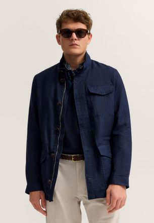 Bugatti Herren Leinen-Jacke Pure linen mit Stehkragen
