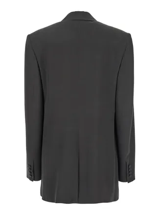 Saint Laurent Womens Grey Single-Breasted Silk Jacket Blazers