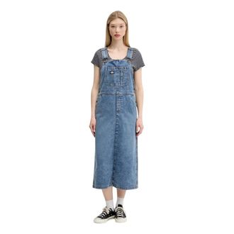 Dickies Langes Latzkleid - - Dresses - Damen - Blau - XS