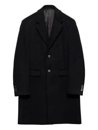 Prada manteau en laine &agrave; revers crant&eacute;s - Noir