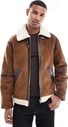 Jack & Jones Blouse aviateur imitation daim - Fauve-Marron