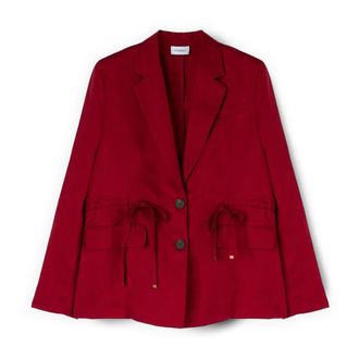 Motivi Leinenmischungs-Blazer mit Kordelzug - - Jackets - Damen - Rot - XS