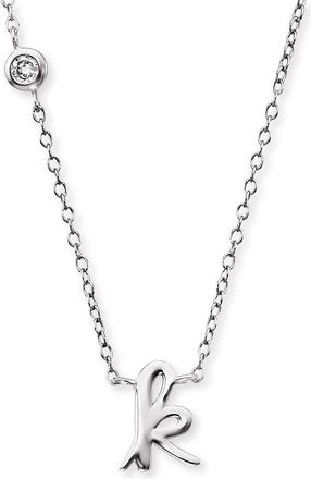 Engelsrufer Halskette aus Sterling Silber mit Anhänger Buchstabe K - besetzt mit einem Zirkonia Stein - in zwei Längen verstellbar - Länge: 44cm
