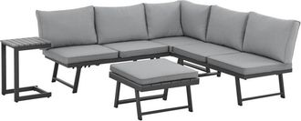 SVITA Svita - Salon de jardin grenada 4 pi&egrave;ces chaise longue double structure en m&eacute;tal noir/gris