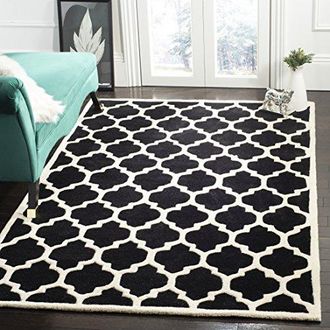 Safavieh Zeitgenössische Teppich für Wohnzimmer, Esszimmer, Schlafzimmer - Chatham Collection, Kurzer Flor, Schwarz und Elfenbein, 183 X 274 cm