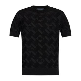 Dolce & Gabbana Homme, Tops, Noir, Taille: L T-shirt en soie