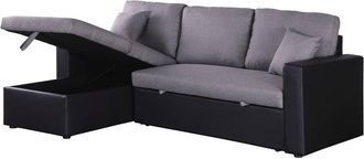 Habitat et Jardin Ecksofa reversibel mit Schlaffunktion und Stauraum Alain - 3-Sitzer - Schwarz/Grau