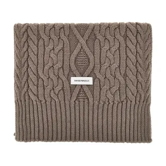 Emporio Armani Wool-blend scarf with logo label Woman One Size