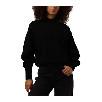 Second Female Octavia Strick T-neck - - Knitwear - Damen - Schwarzk - XS