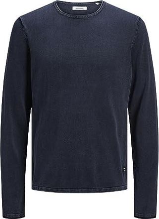 Jack & Jones Jack & Jones Pull en Tricot pour Homme avec col Rond, Couleur Unie, avec col Rond, Bleu (Navy Blazer)., L