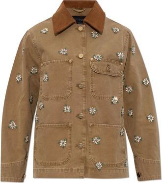 AllSaints Femme, Vestes, Brun, Taille: 36 FR Bex Veste en jean orn&eacute;e