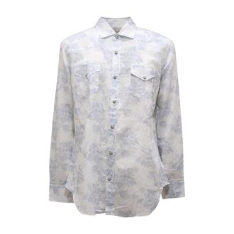 Eleventy Baumwoll-Leinen-Hemd - - Shirts - Herren - Blau - S