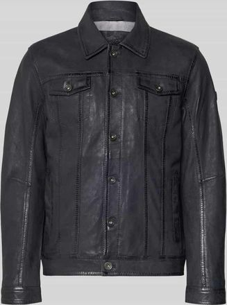 Mauritius Lederjacke aus Schafsnubuk mit Brusttaschen Modell MEDDO