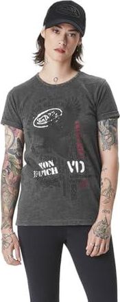 Von Dutch Tee Shirt Femme, T-Shirt Femme Stencil, Regular fit & Col Rond, Gris Taille M