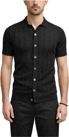 Gran Sasso Homme, Pulls, Noir, Taille: XL Short Sleeve Knit Shirt