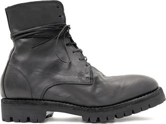 Guidi bottines en cuir à lacets - Noir