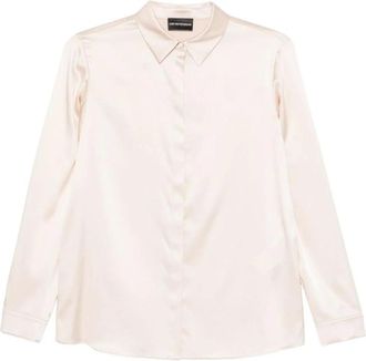 Emporio Armani Femme, Blouses et Chemises, Rose, Taille: 42 FR Chemise Satin&eacute;e Boutonn&eacute;e