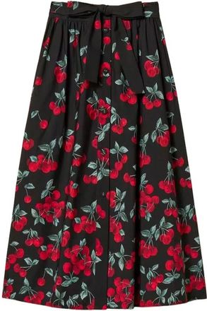 Twinset Femme, Jupes, Multicolore, Taille: 42 FR Longue Jupe en Popeline avec Imprim&eacute; Cerises