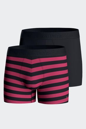 Eden Park Lot De Deux Boxers Unis Et Cercl&eacute;s En Jersey De Coton Stretch Marine Et Fuchsia