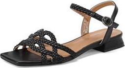 Queen Helena Sandales plates avec sangle de cheville femme ZM11038, Noir, 36 EU