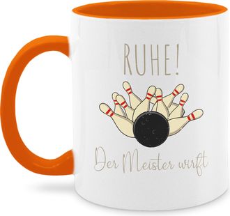 Shirtracer Tasse Tassen 325ml - Ruhe Der Meister wirft - Bowling Bowlingkugel Bowler Geschenk - 325 ml - Orange - bowling- bowlingball