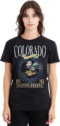 Mickey Mouse Colorado Ski Ladies T Shirt, Black, XX-Large