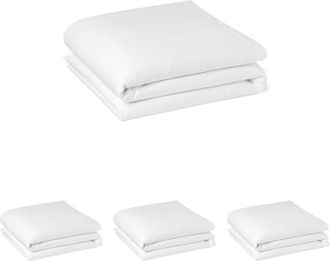 Amazon Basics Housse de Couette Deluxe, 100% Coton Satin 400 Fils, Extra-Doux avec Boutons-Pression, 135 x 200 cm, Blanc (Lot de 4)