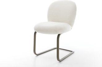DELIFE Freischwinger Nube-Flex Boucl&eacute; Soft Beige Freischwinger flach Effektfinish Titan Taschenfederkern, Esszimmerst&uuml;hle