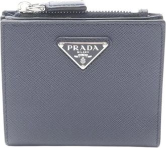 Prada unisex, Pre-owned, Bleu, Taille: ONE Size Portefeuille bi-fold Pre-owned