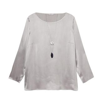 Elena Miro Halskette Kragen Hemd - - Blouses & Shirts - Damen - Grau - 39 EU