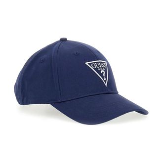 Guess Homme, Accessoires, Bleu, Taille: ONE Size Casquette Bleue Brod&eacute;e Boucle Classique