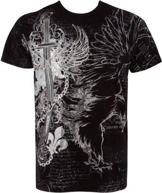 Sakkas TG427T T-Shirt Ras du Cou &agrave; Manches Courtes et col Rond en Coton pour Homme, Motif Aigle, &eacute;p&eacute;e et cha&icirc;nes, Noire/Medium