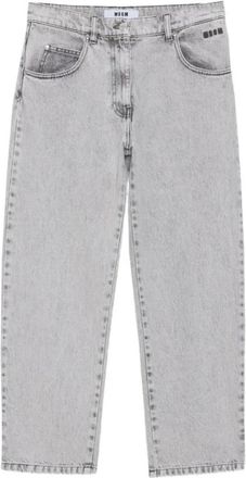 Msgm Msgm, Femme, Jeans, Gris, Taille: 40 FR Jean Droit D&eacute;lav&eacute; &agrave; la Pierre