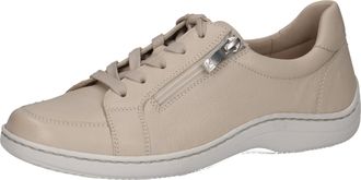 Caprice Comfort Damen Sneaker flach aus Leder mit Rei&szlig;verschluss, Beige (Eggshell Nappa), 41 EU