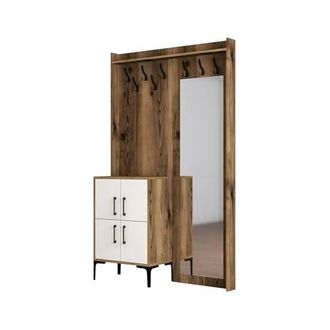Dmora Winddichte Garderobe Pollux 120x35x200 cm, Braun, 2 Regalb&ouml;den