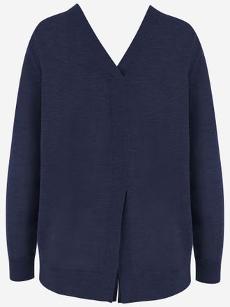 SA SU PHI Womens Knit Cashmere-Silk Navy Knitwear Sweater
