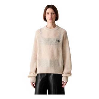 Rotate Leichter Strickpullover mit Logo - - Knitwear - Damen - Beige - L
