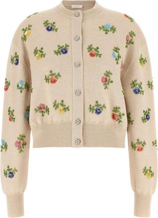 Paco Rabanne Cardigan en laine brod&eacute; &agrave; la main - Femme - Pulls - Beige - Taille: 40 FR