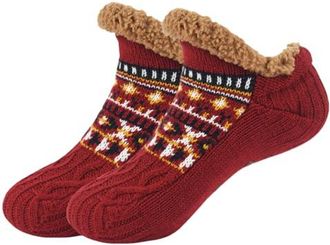 Generic Chaussettes de sol antidérapantes, épaisses, antidérapantes, résistantes au froid, avec intérieur en polaire douce, chaussettes épaisses et résistante