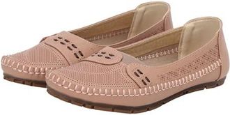 Generic Mocassins pour femmes, mocassins et mocassins orthopédiques décontractés à enfiler en cuir compensé confortables - Chaussures basses en cuir - Platefo