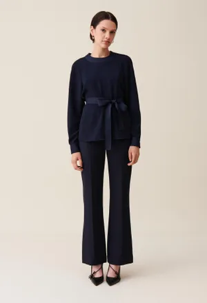 Claudie Pierlot Blouse fluide ceintur&eacute;e marine