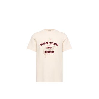 Moncler Moncler T-shirt En Jersey De Coton &Agrave; Imprim&eacute; Cheval, Homme, Blanc, Taille: 3xl