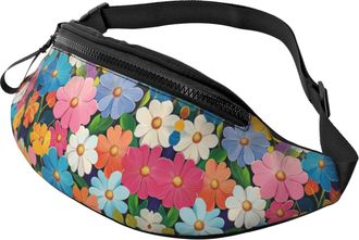 Generic Mit Rei&szlig;verschluss Brustbeutel Farbenfroher, Sch&ouml;ner Blumendruck Taillentasche Brustbeutel H&uuml;fttaschen F&uuml;r Radfahren Damen Wandern 14X35Cm